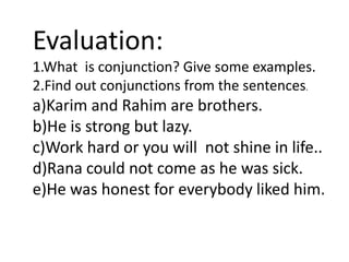 Class six english 2nd paper conjunction | PPTX