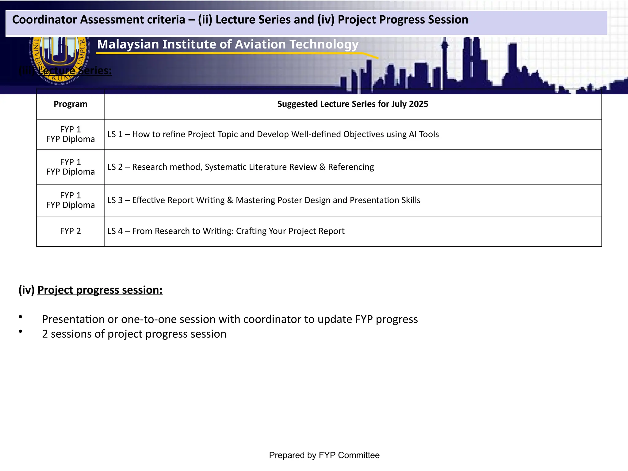 Class slides - Introduction to FYP 1 and Diploma - July 2025.pptx
