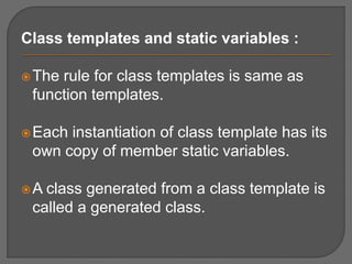 Class template | PPTX | Programming Languages | Computing