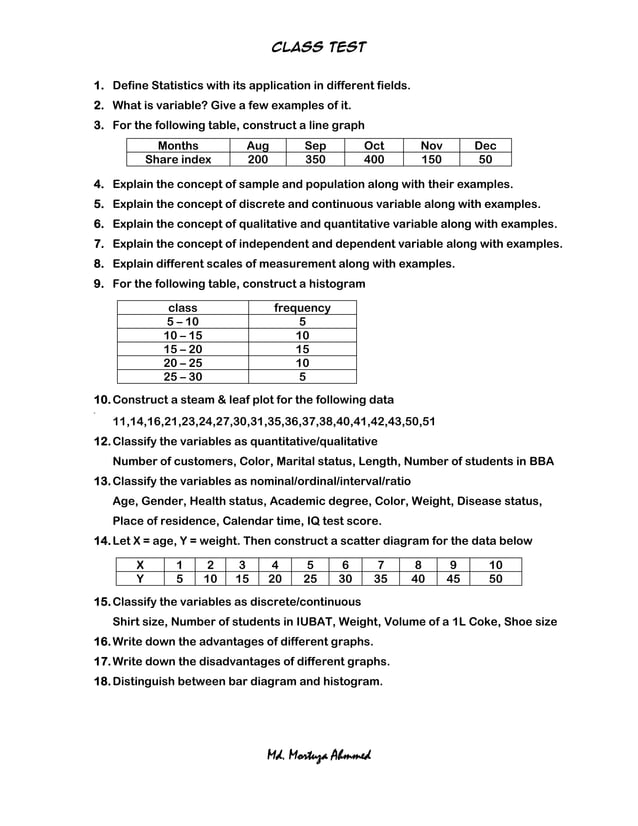 Exam Questions on Basic Statistics | DOCX