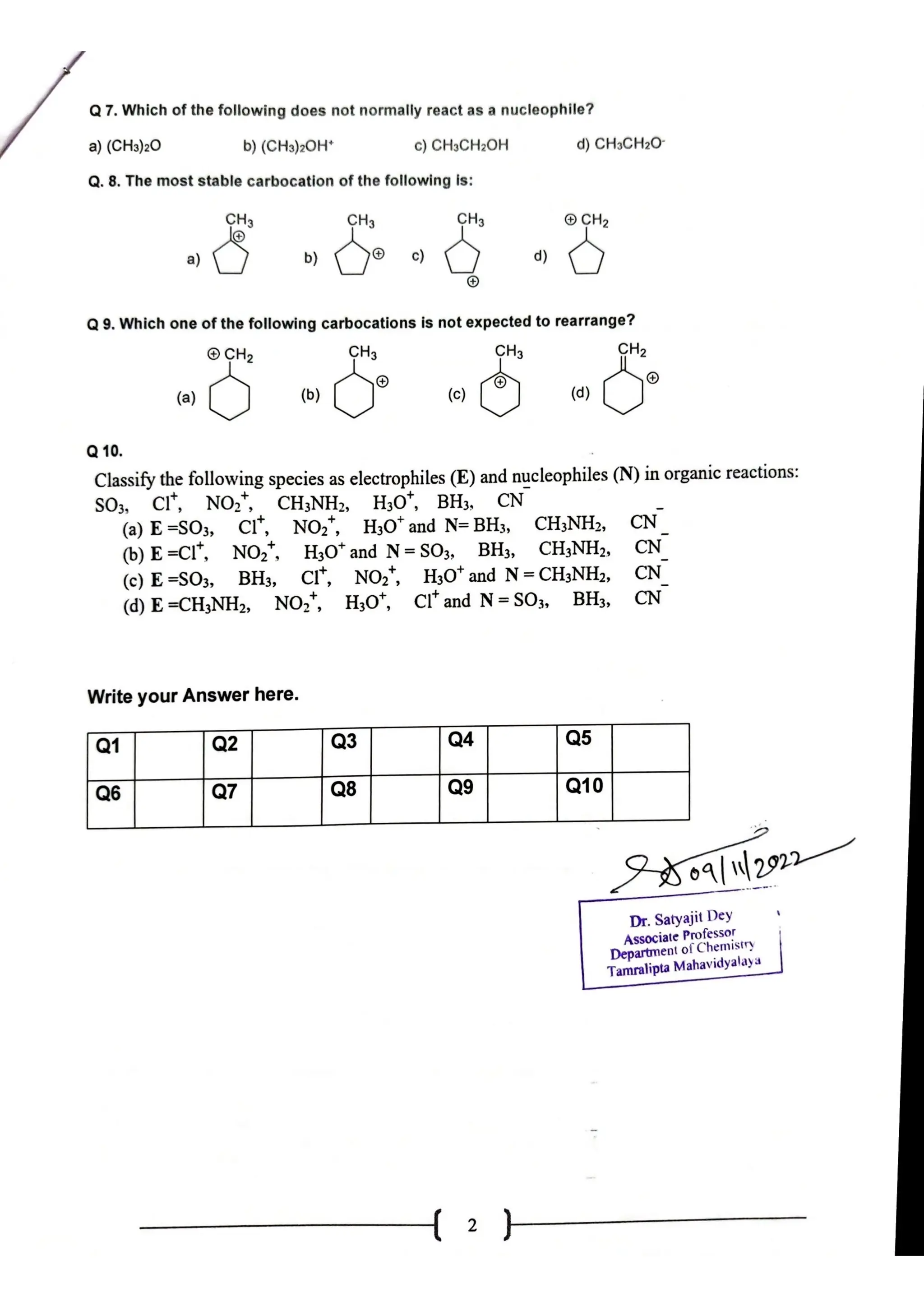 Class test question_Reaction Mechanism I & II_ SEM I and SEM II.pdf