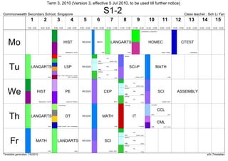 Class timetable semester 2 (28 jun 2010) - bw | PPT