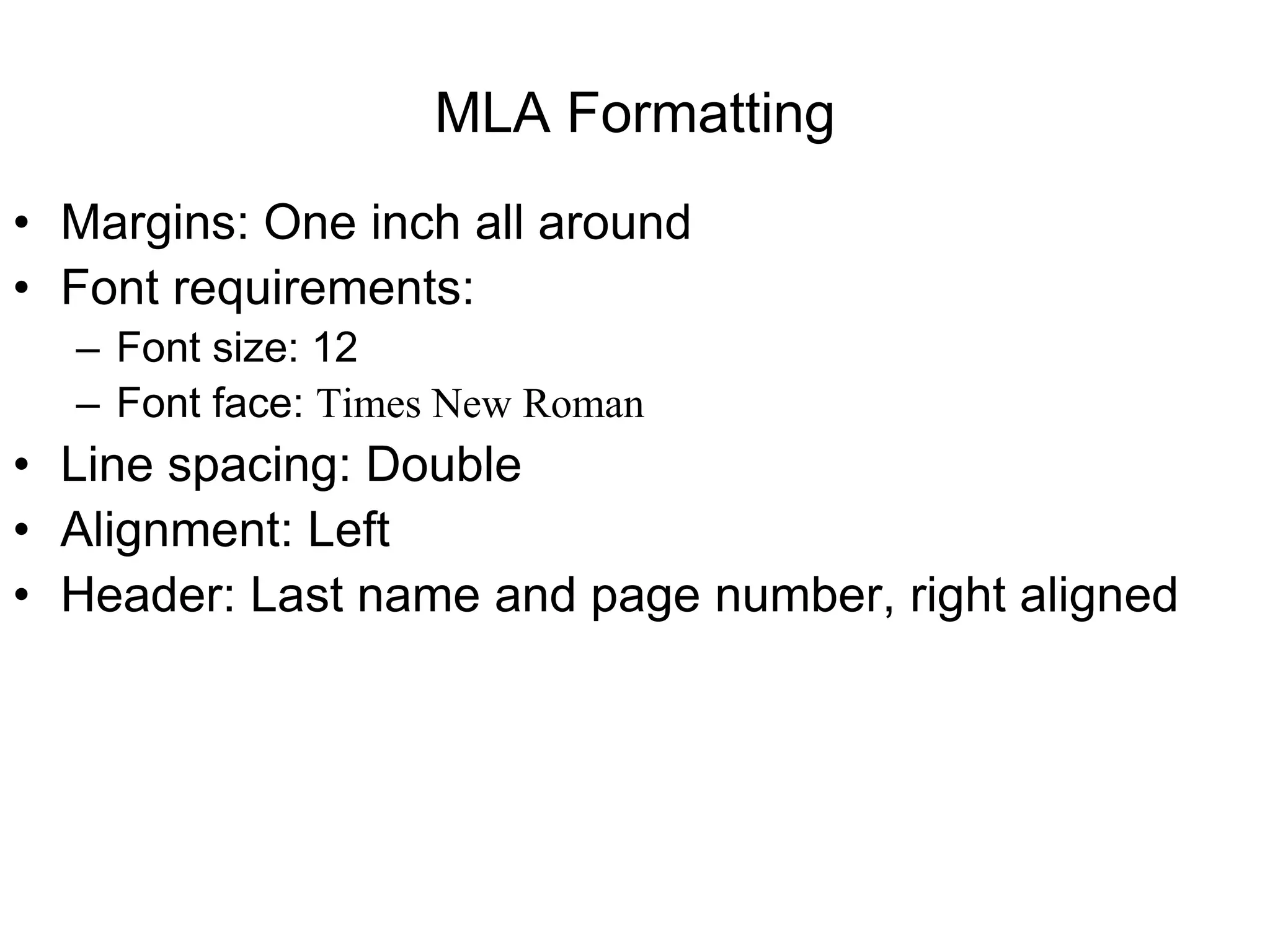 The Very Basics of MLA Format | PPT