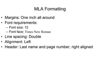 The Very Basics of MLA Format | PPT