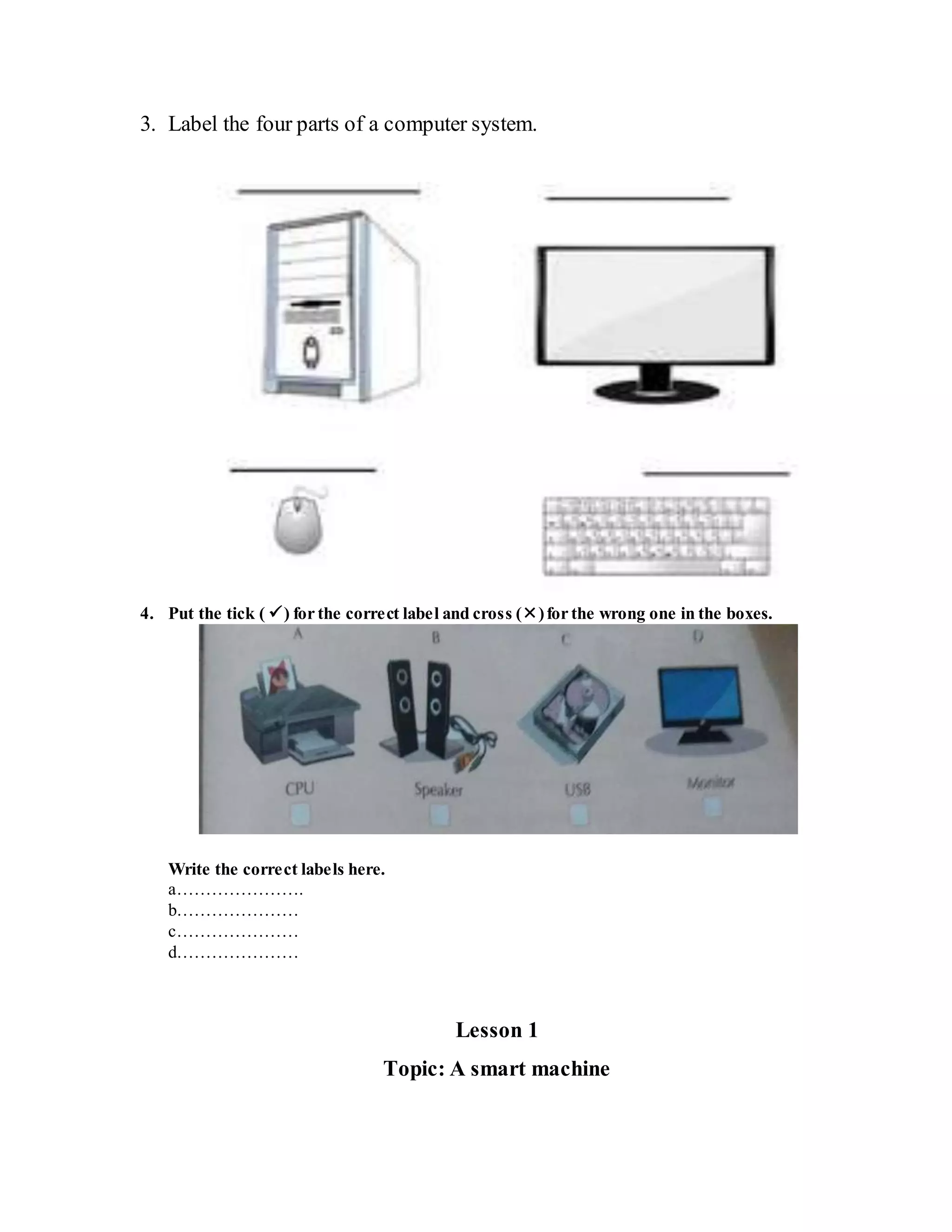 oxford computer book Class two chapter 1 to 3 | DOCX