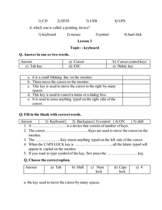 oxford computer book Class two chapter 1 to 3 | DOCX