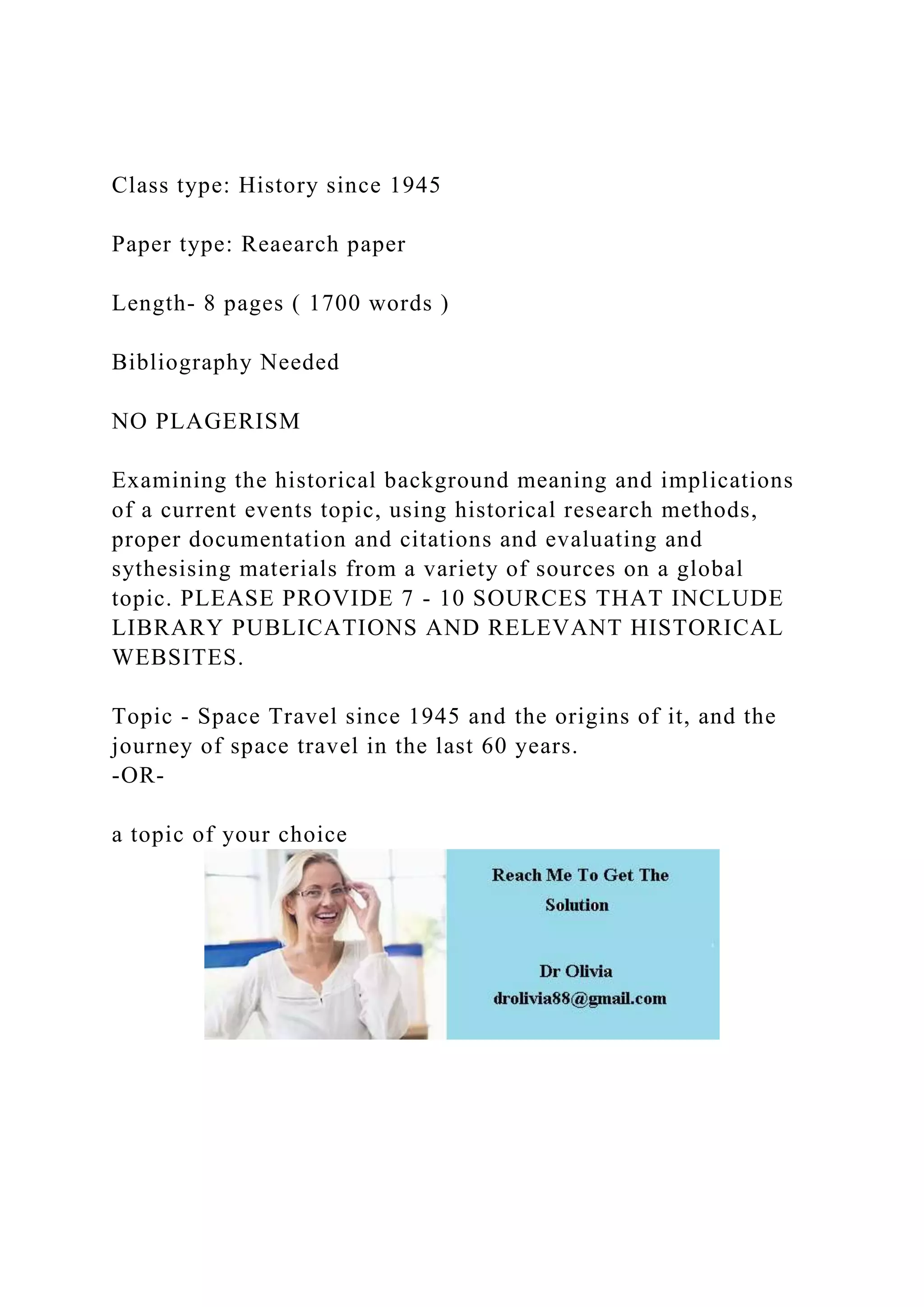 Class type History since 1945Paper type Reaearch paper L.docx