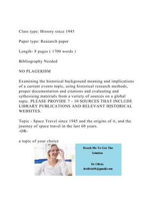 Class type History since 1945Paper type Reaearch paper L.docx