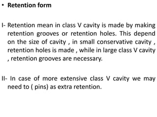 Class V and VI amalgam cavity preparations | PPTX
