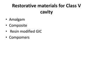 Class V and VI amalgam cavity preparations | PPTX