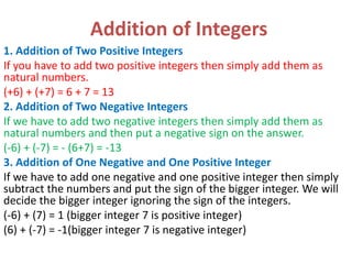Integers Class 6 | PPT