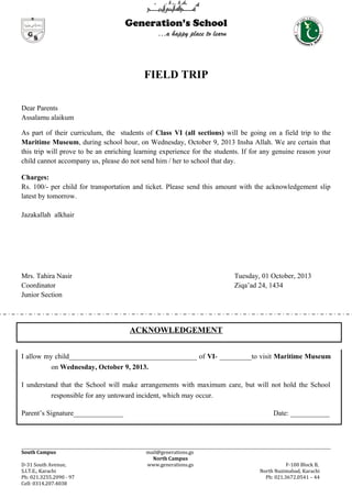 Class VI Circular Field Trip | DOC