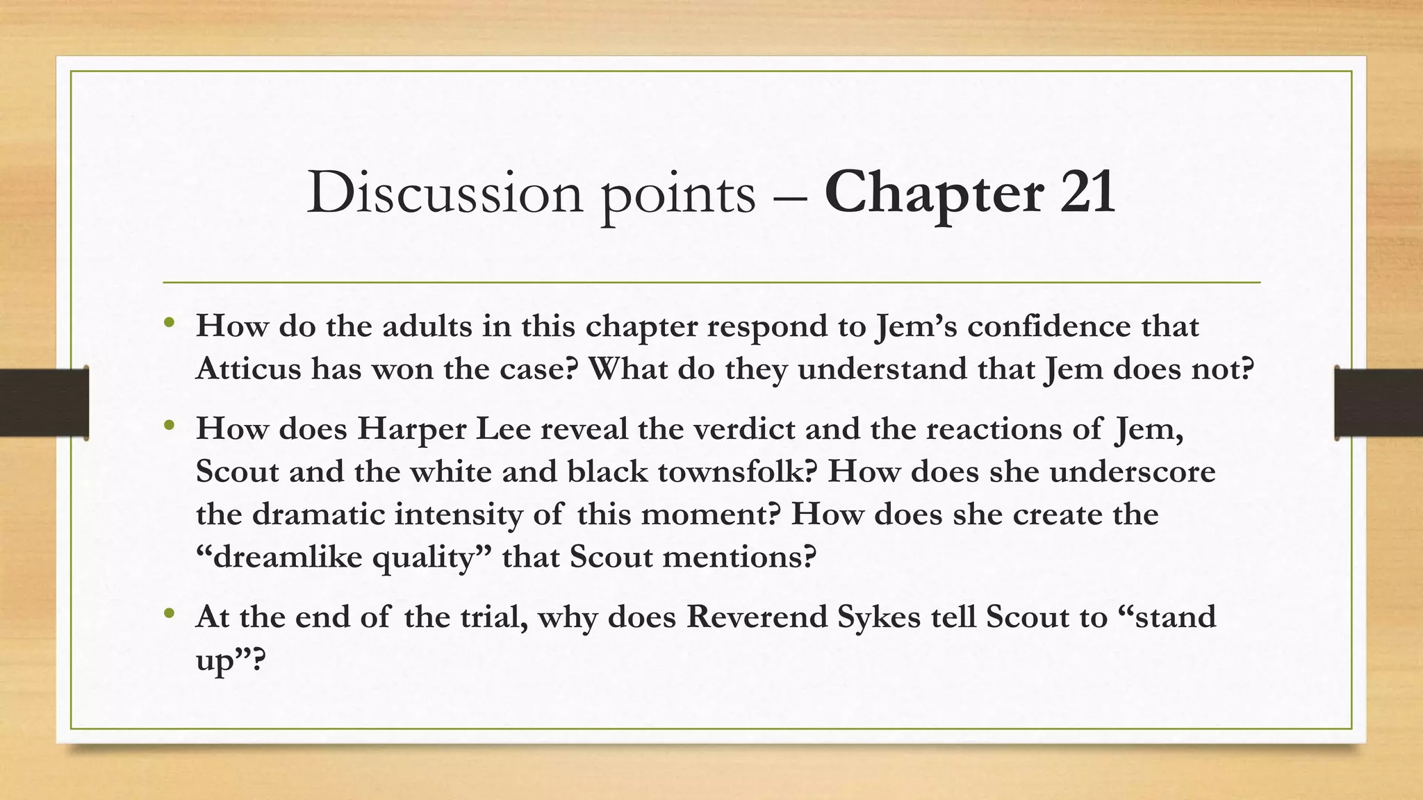 Class vii eng lit - to-kill-a-mockingbird chapter 14 - 31 questions | PPT