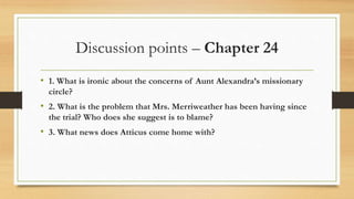 Class vii eng lit - to-kill-a-mockingbird chapter 14 - 31 questions ...