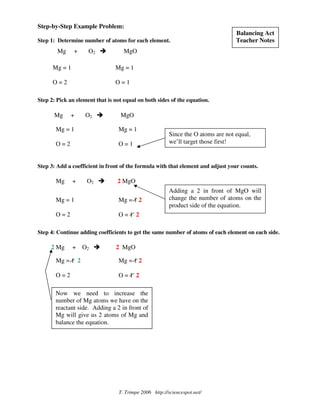 Class vii hw link - balancing equation - balance act | PDF