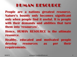 Class VIII Geography - 6 Human Resource | PPT