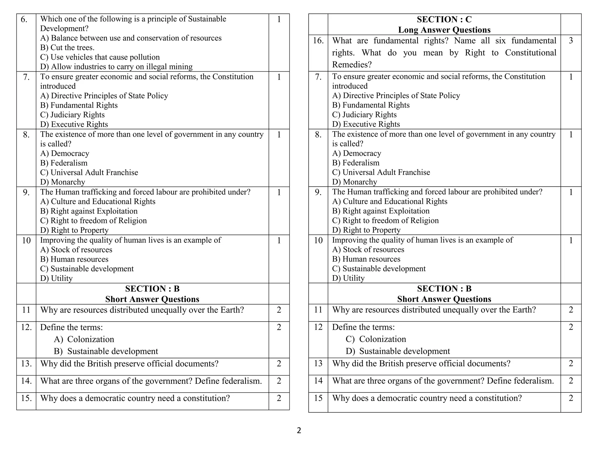 CLASS VIII PAPER TERM 1 question paper exam | PPT