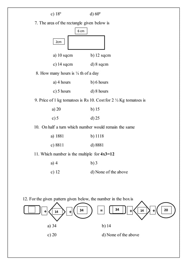CLASS V MATHS | PDF