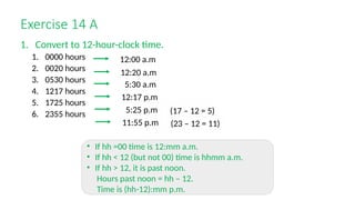 Mathematics Time Problems and Exercise 14 A | PPTX