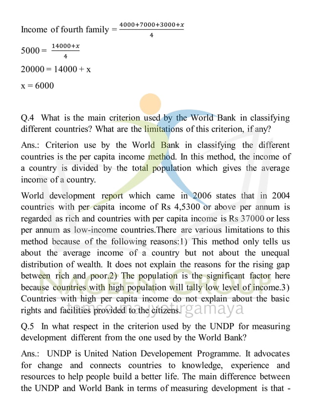 Class 10 Economics NCERT Solution Chapter 1 Development | PDF