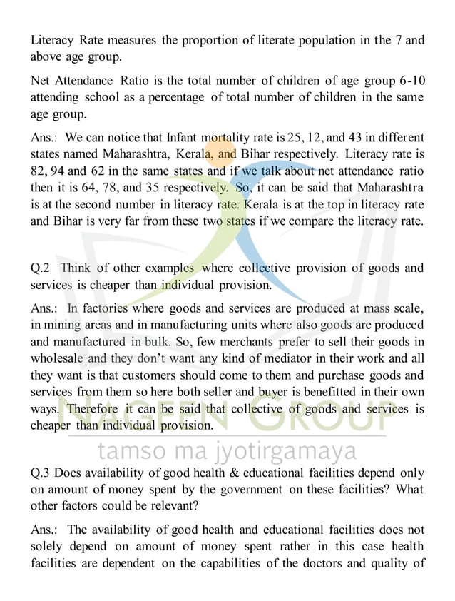 Class 10 Economics NCERT Solution Chapter 1 Development | PDF