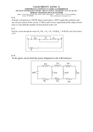 CLASS X ELECTRICITY WORKSHEET 2 LEVEL 1 | DOCX