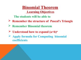 Comprehensive Guide to Binomial Theorem and Pascal's Triangle for Class ...
