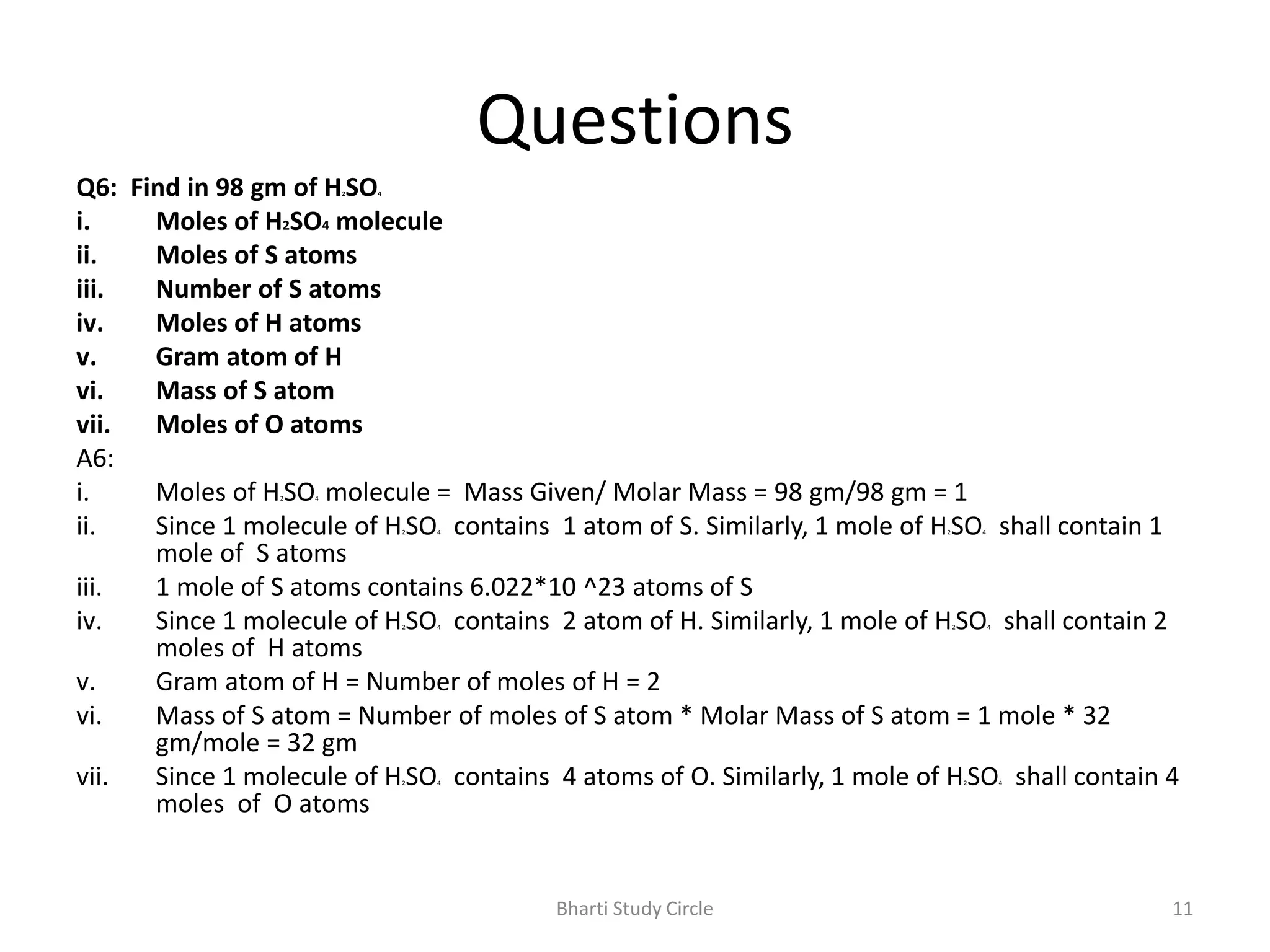 Class XI Chemistry - Mole Concept | PPTX | Chemistry | Science