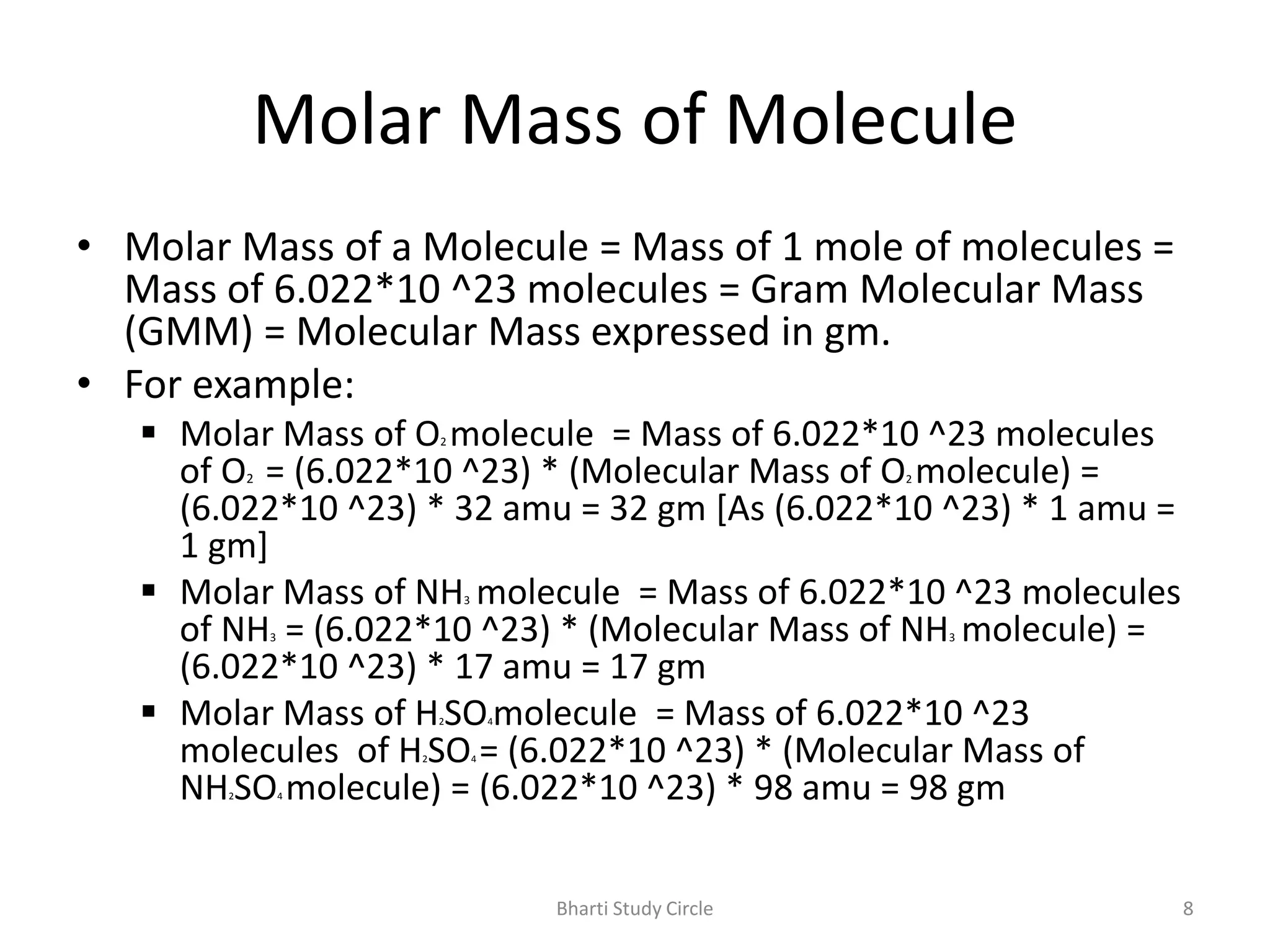 Class XI Chemistry - Mole Concept | PPTX | Chemistry | Science