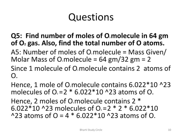 Class XI Chemistry - Mole Concept | PPTX | Chemistry | Science