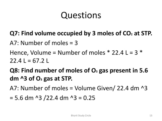 Class XI Chemistry - Mole Concept | PPTX | Chemistry | Science