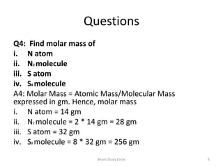 Class XI Chemistry - Mole Concept | PPTX | Chemistry | Science