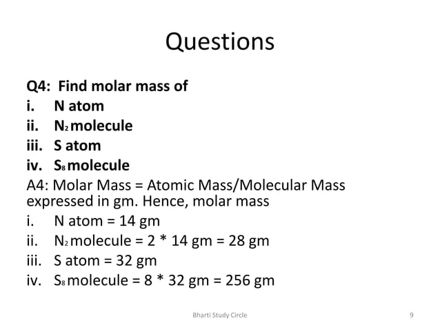 Class XI Chemistry - Mole Concept | PPTX | Chemistry | Science