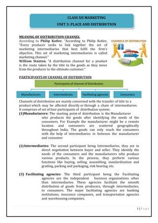 CLASS XII-MKT-Unit-3.pdf explaining about plac and distrubution | PDF