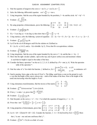 Class XII assignment chapters (1 to 9) | PDF