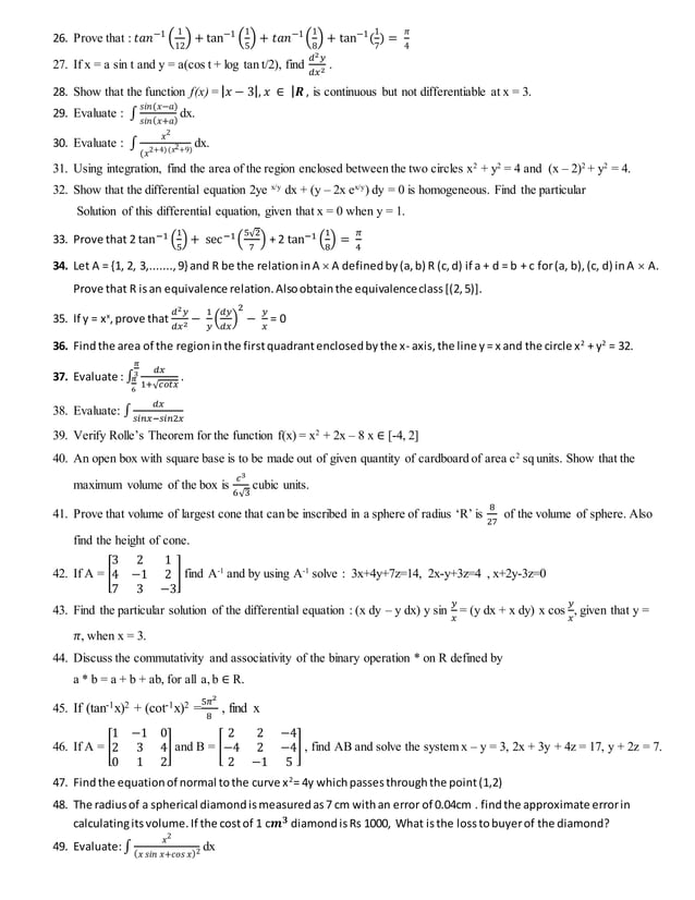 Class XII assignment chapters (1 to 9) | PDF