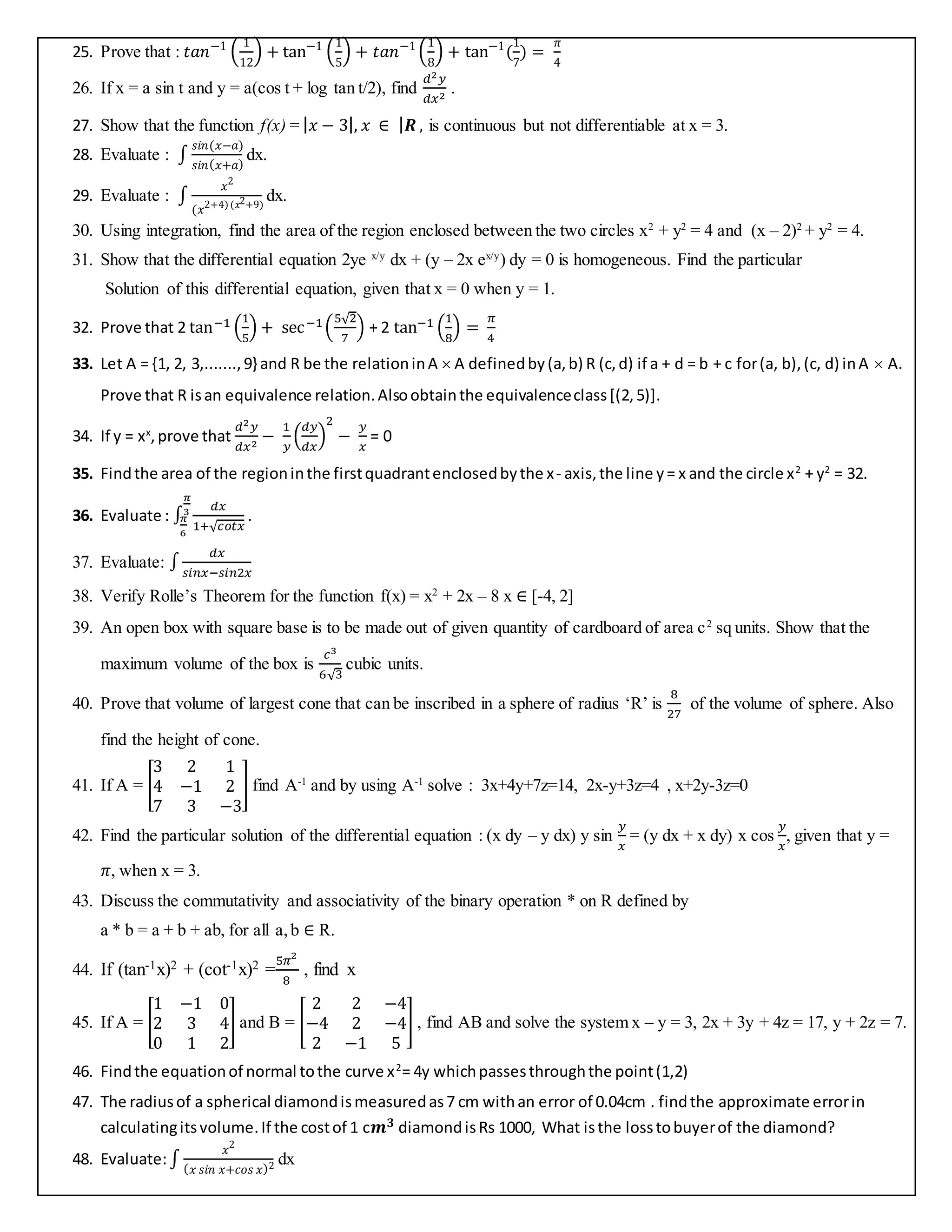 Class xii assignment chapters (1 to 9) | PDF