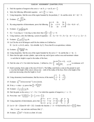 Class xii assignment chapters (1 to 9) | PDF