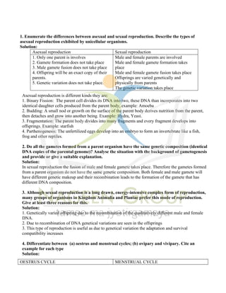 Class XII Biology Notes Chapter 1 Reproduction in Organisms | PDF