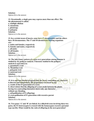 Class XII Biology Notes Chapter 4 Principles of Inheritance and ...