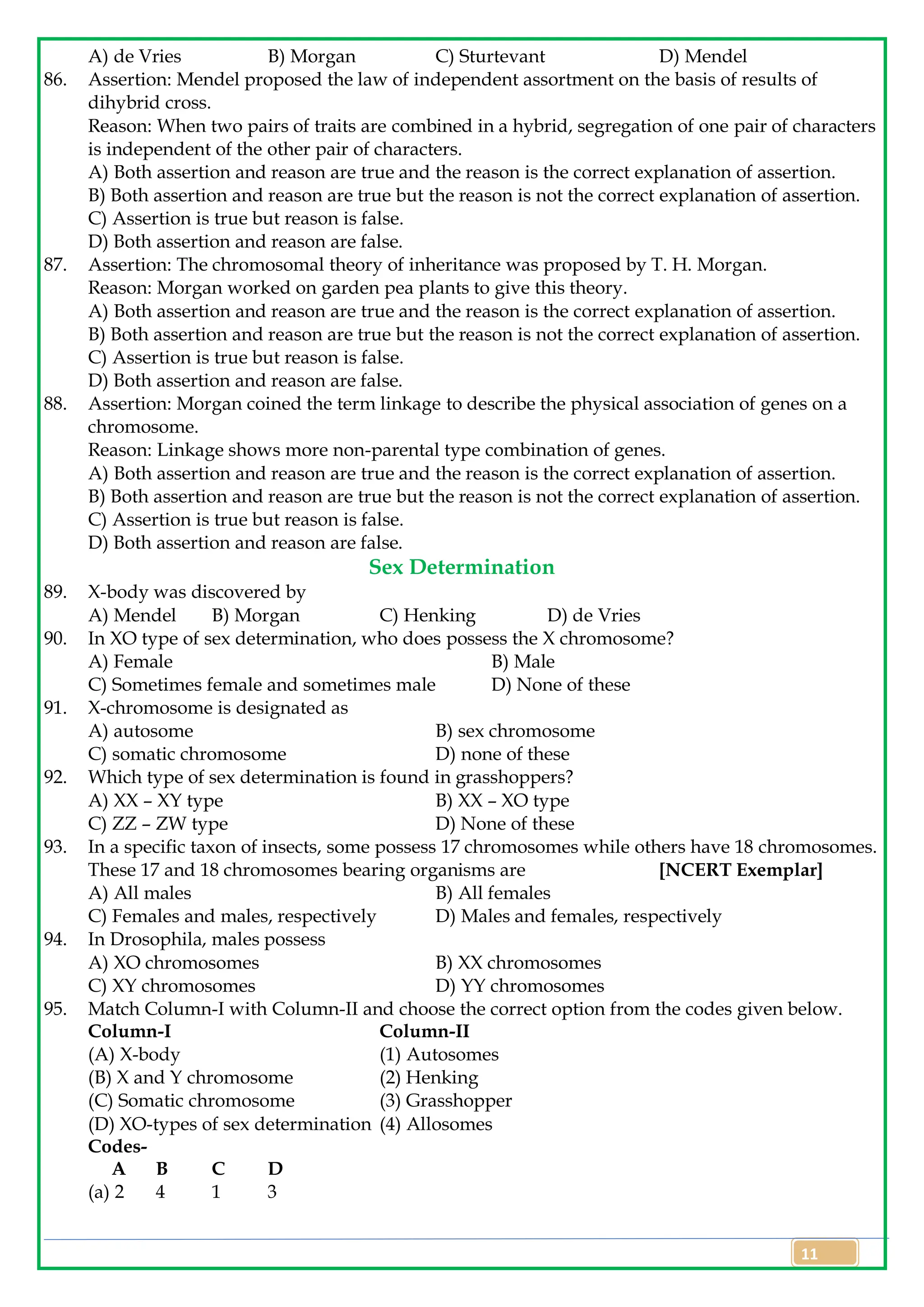 Class 12 Biology Topic Wise Line by Line Questions Chapter 4 Principles ...