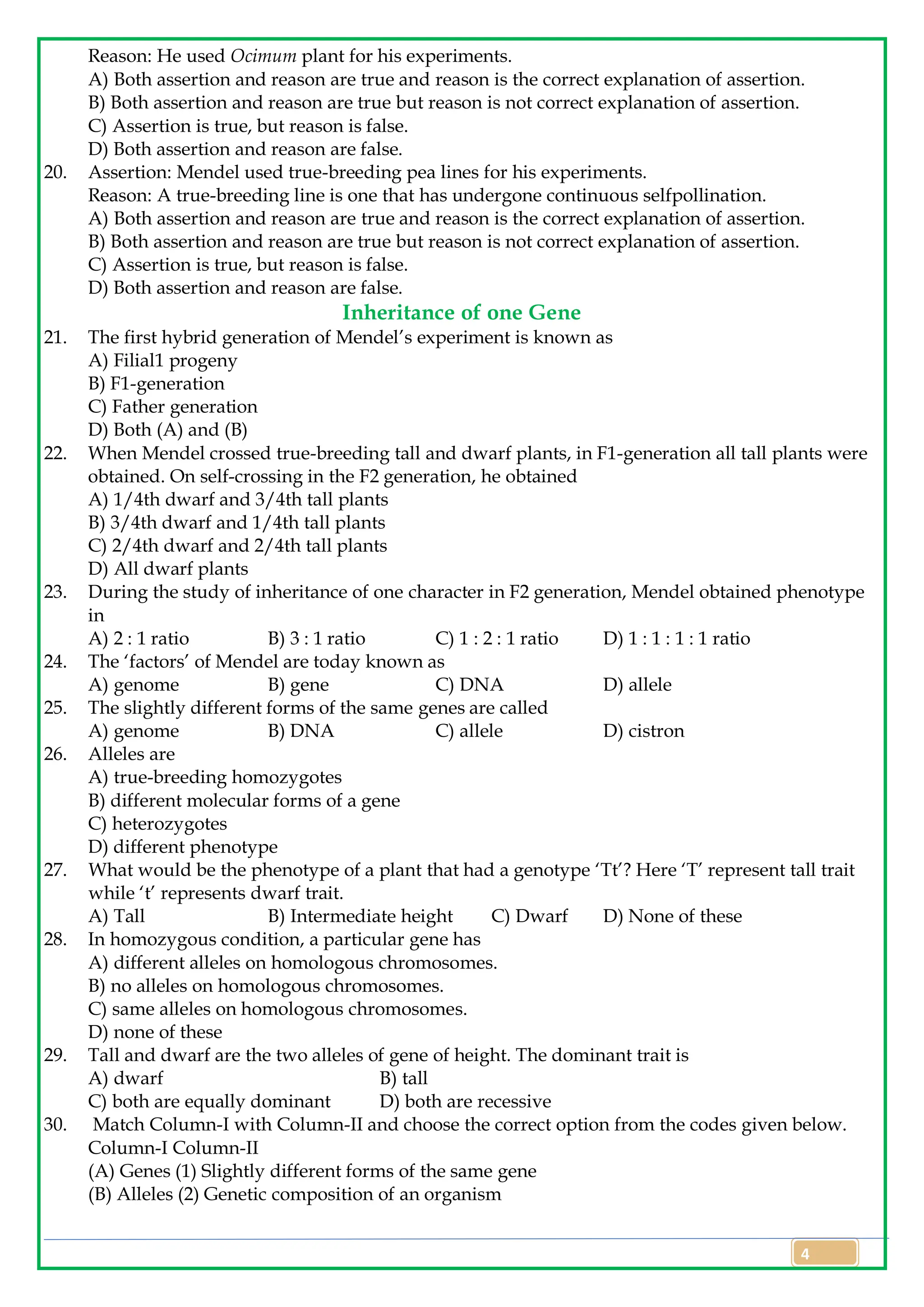 Class 12 Biology Topic Wise Line by Line Questions Chapter 4 Principles ...