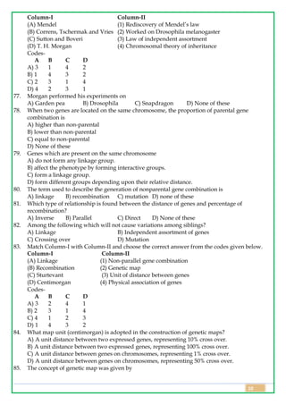 Class 12 Biology Topic Wise Line by Line Questions Chapter 4 Principles ...