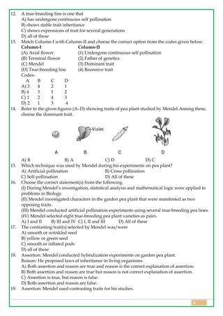 Class 12 Biology Topic Wise Line by Line Questions Chapter 4 Principles ...