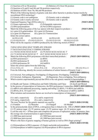 Class 12 Biology Topic Wise Line by Line Chapter 5 Molecular Basis of ...