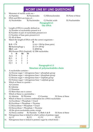 Class 12 Biology Topic Wise Line by Line Chapter 5 Molecular Basis of ...
