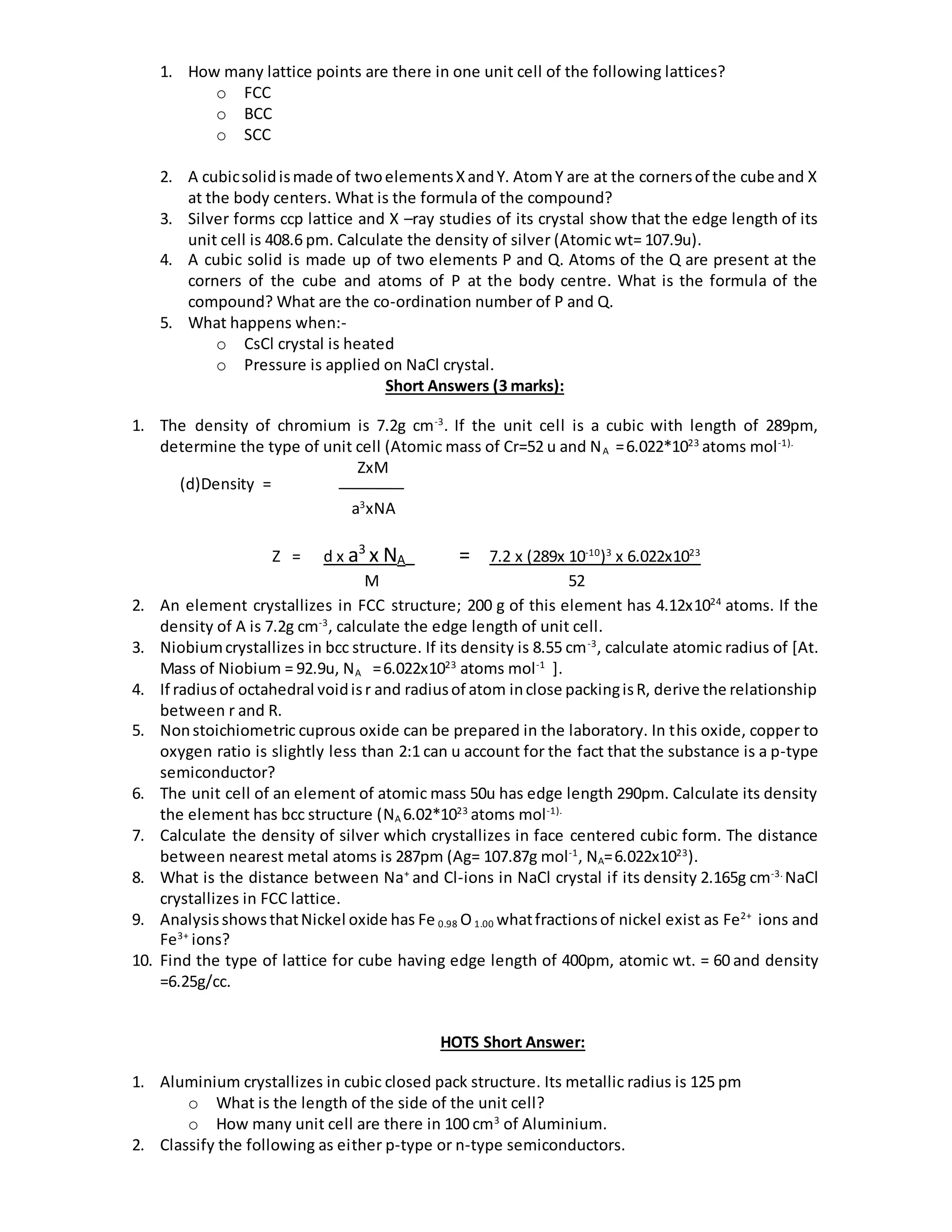 Class XII Chemistry Study Material | DOCX