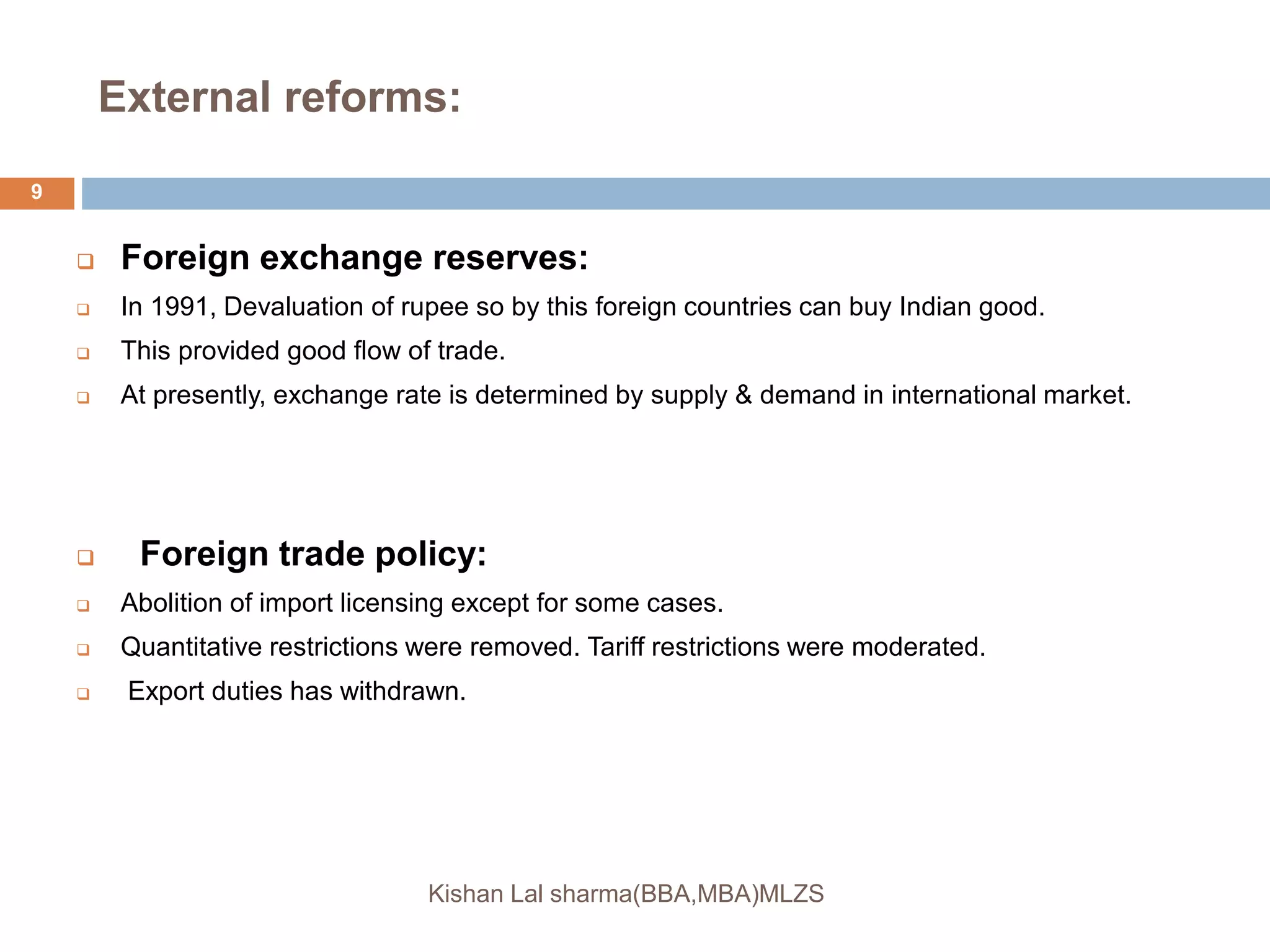 New Economic Policy Reform Class XII (Economics) | PPTX