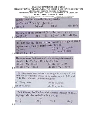 Class XII full course revision sheet 2 | DOCX