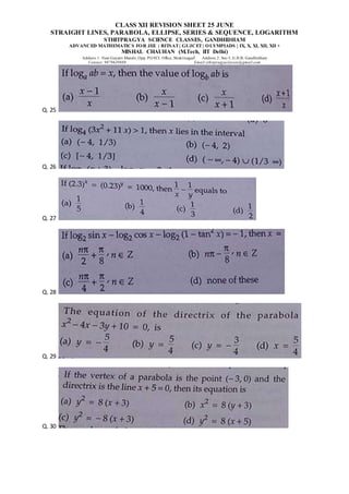 Class XII full course revision sheet 2 | DOCX